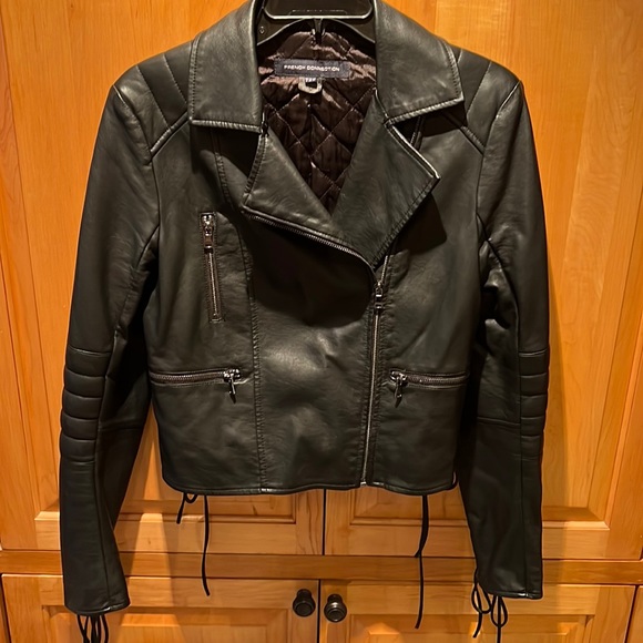 French Connection | Jackets & Coats | French Connection Black Leather ...